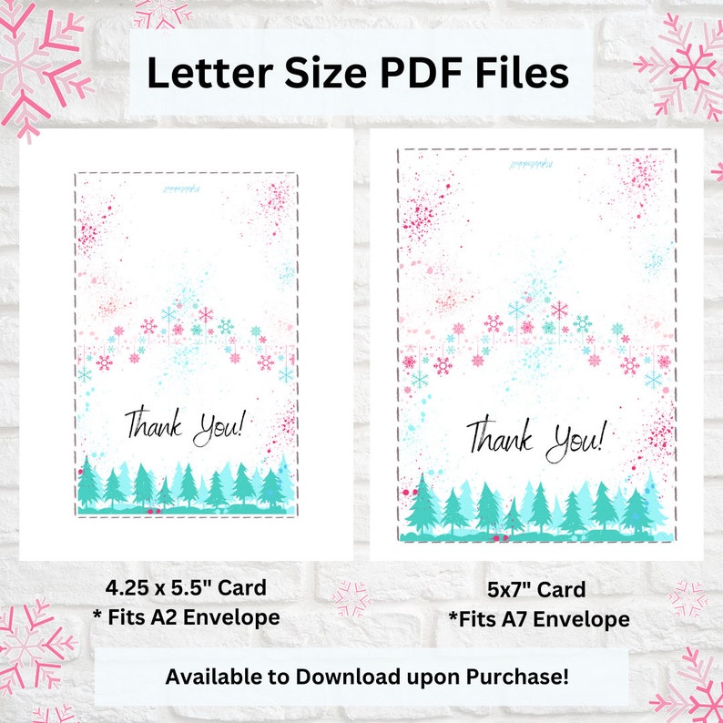 Winter Wonderland Printable Thank You Card / Instant Digital Download ...