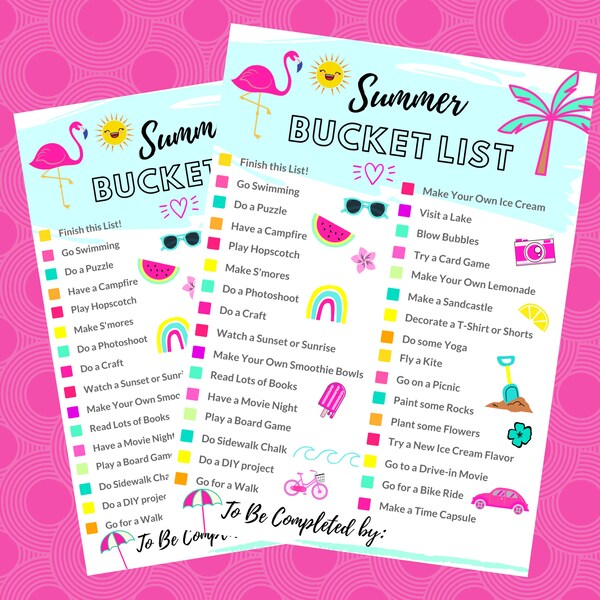 Cute Summer Bucket List Printable - Etsy