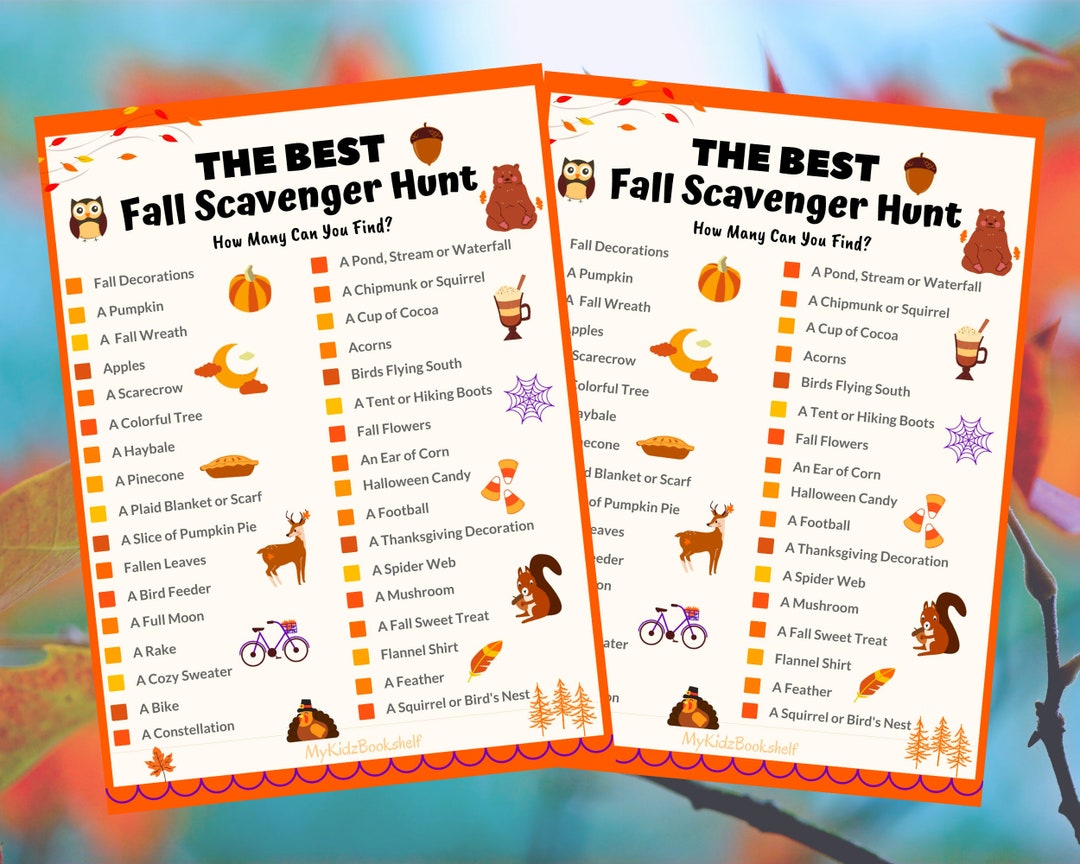 The Best Fun Fall Scavenger Hunt I Spy Instant Digital Download Kids ...