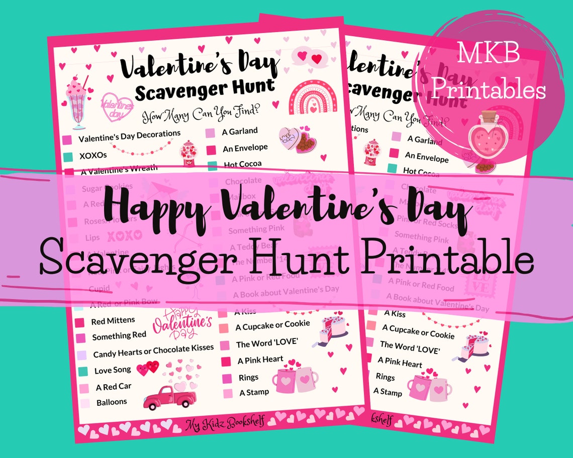 Happy Valentine's Day Scavenger Hunt - Instant Digital Download Kids ...