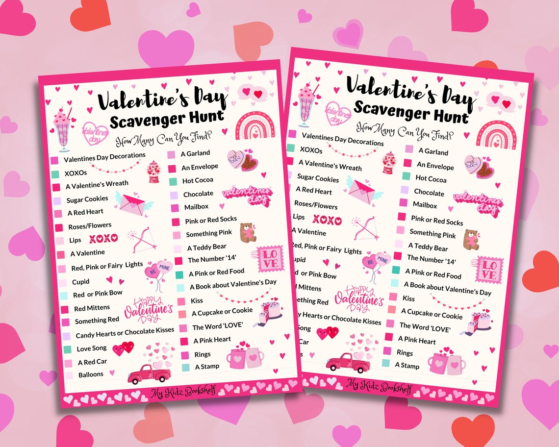 Happy Valentine's Day Scavenger Hunt - Instant Digital Download Kids ...