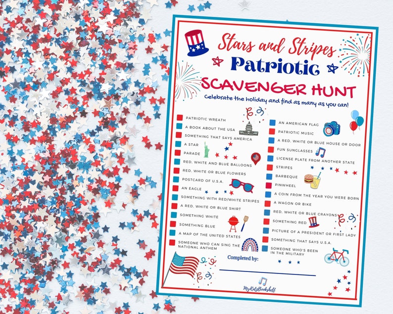 Patriotic Scavenger Hunt Digital Download U.S.A. America Memorial Day ...