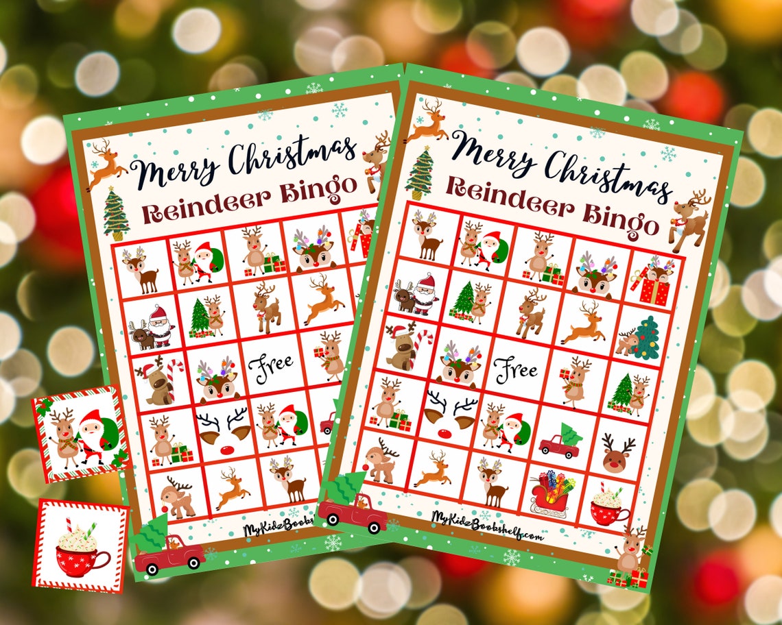 Merry Christmas Reindeer Bingo -instant Digital Download- Kids Rudolph ...