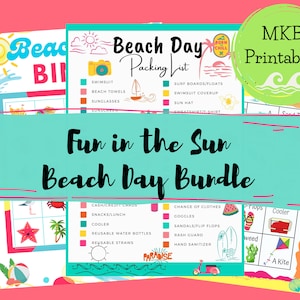 Beach Day Printable Bundle - Instant Digital Download Packing List ...