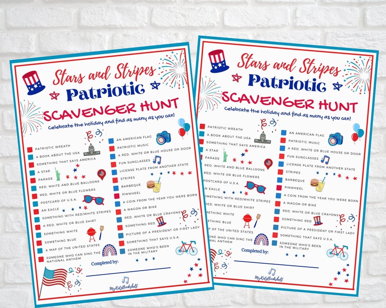 Patriotic Scavenger Hunt Digital Download U.S.A. America Memorial Day ...