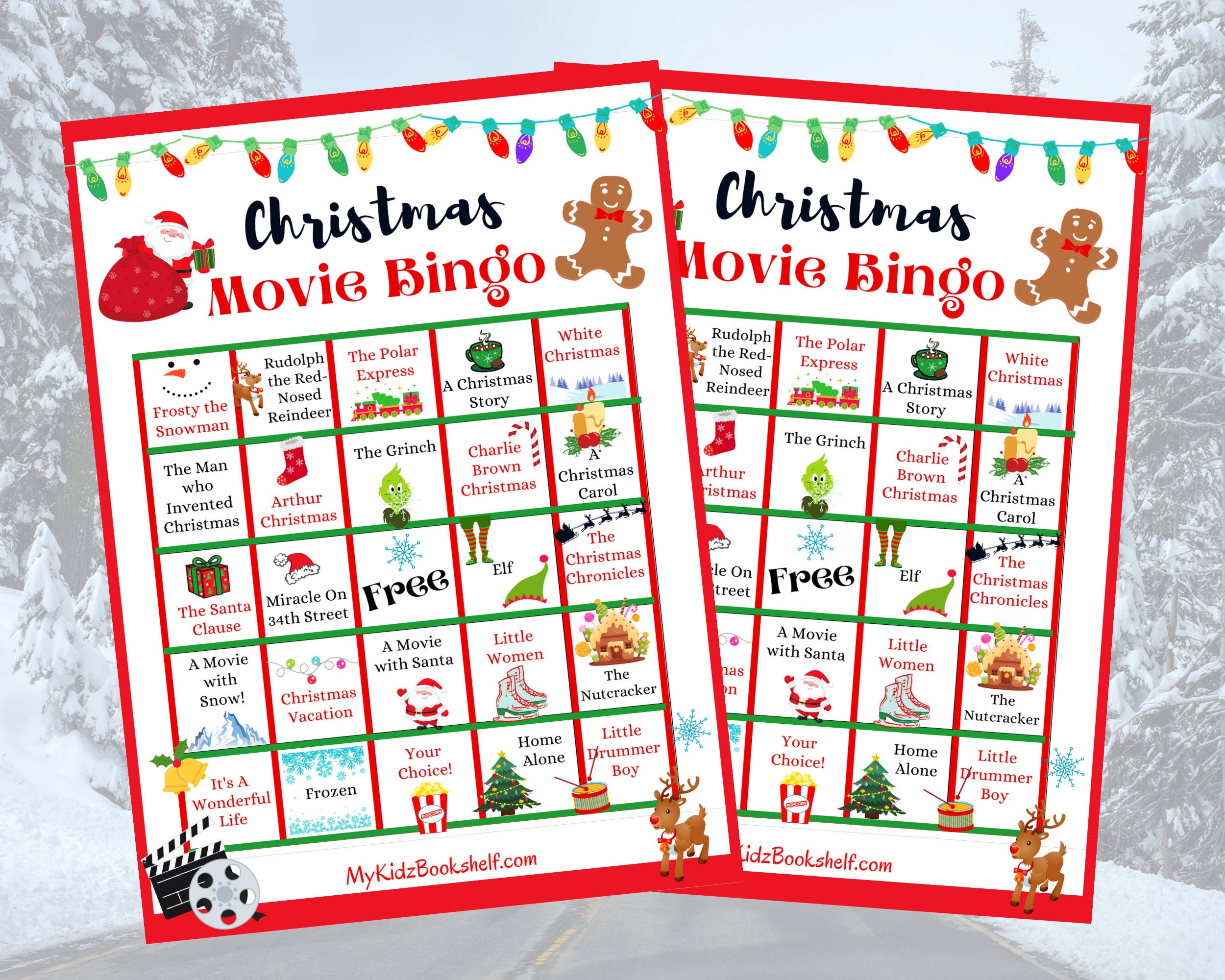 Merry Christmas Movie Holiday Bingo Game - Instant Digital Download ...