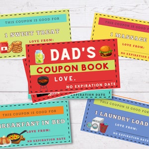 Printable Father's Day Coupon / Instant Digital Download / Coupons for ...