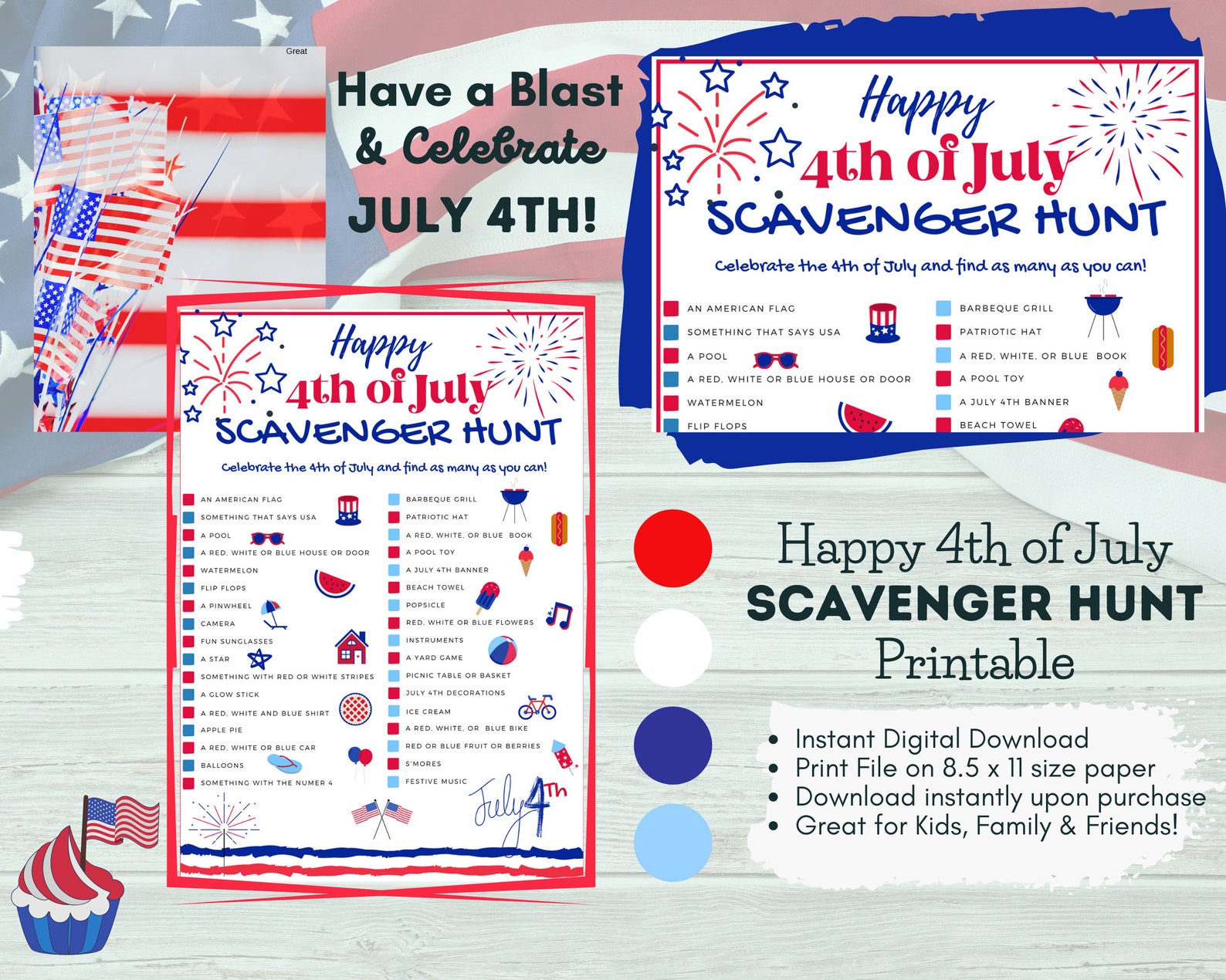 July 4th Treasure Hunt /happy Fourth Kids Fun Outdoor Activity ...
