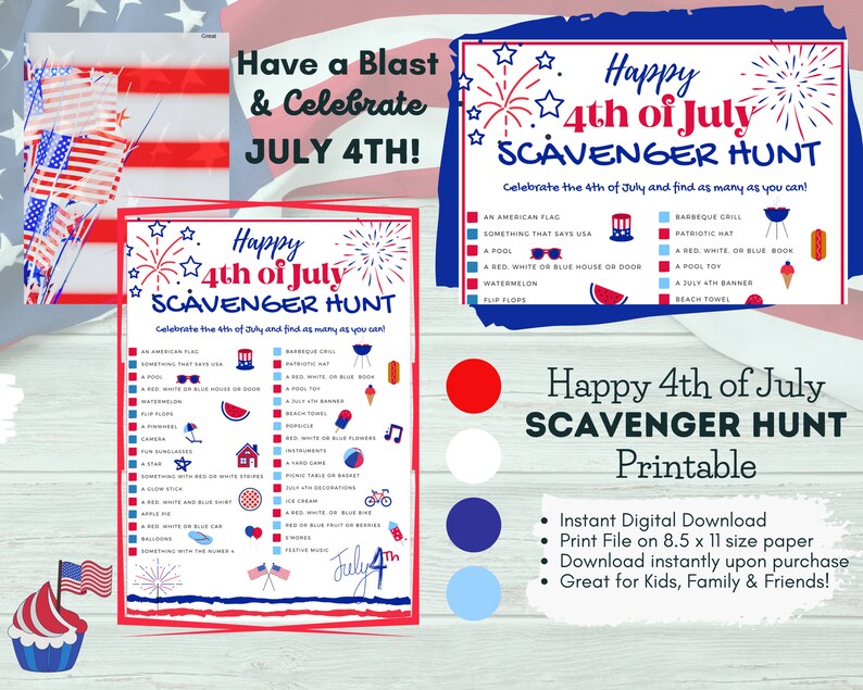 July 4th Treasure Hunt /happy Fourth Kids Fun Outdoor Activity ...