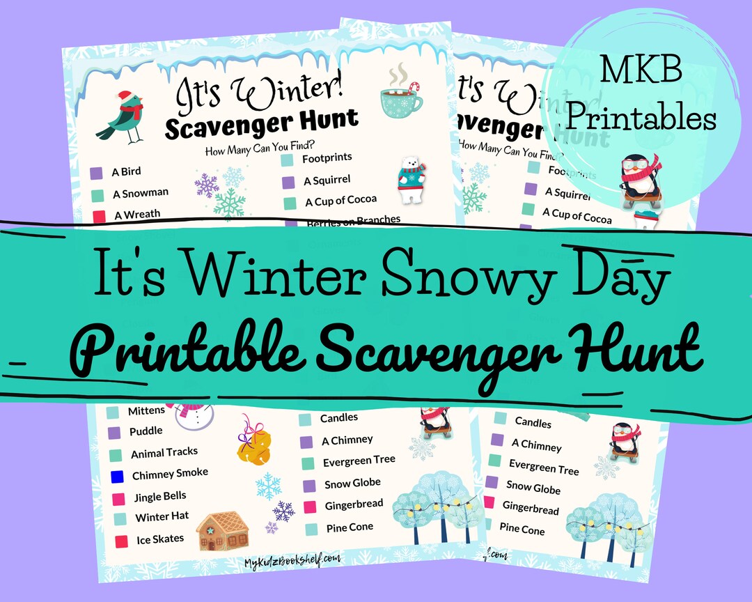 Winter Snowy Day Printable Scavenger Hunt I Spy Style Party Game Fun ...