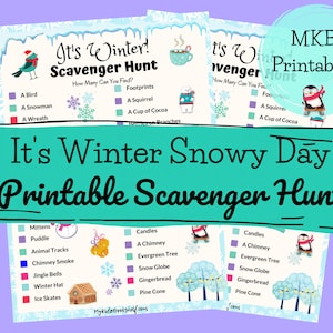 Winter Snowy Day Printable Scavenger Hunt I Spy Style Party Game Fun ...
