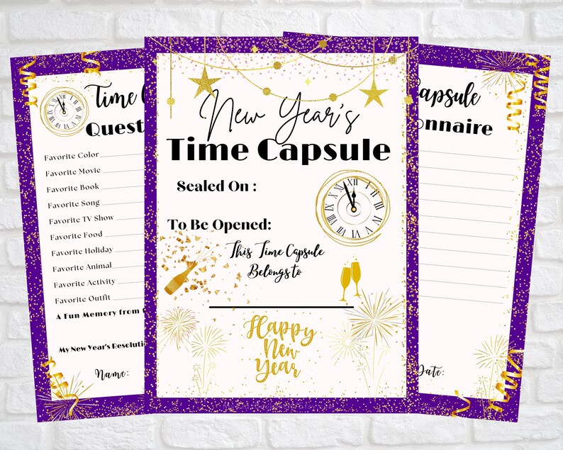 Happy New Year Time Capsule Printable Questionnaire Instant Digital ...