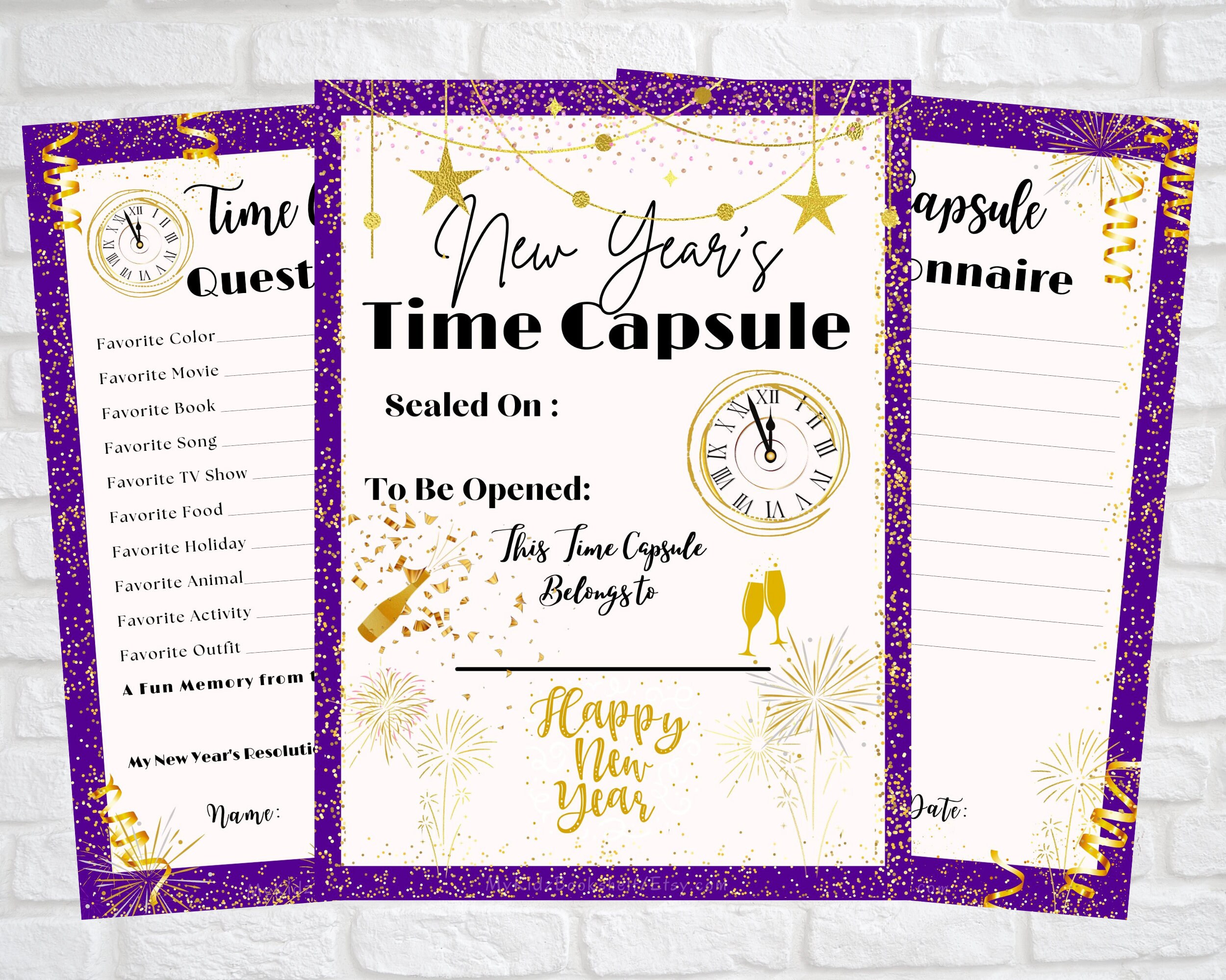 Happy New Year Time Capsule Printable Questionnaire Instant Digital ...