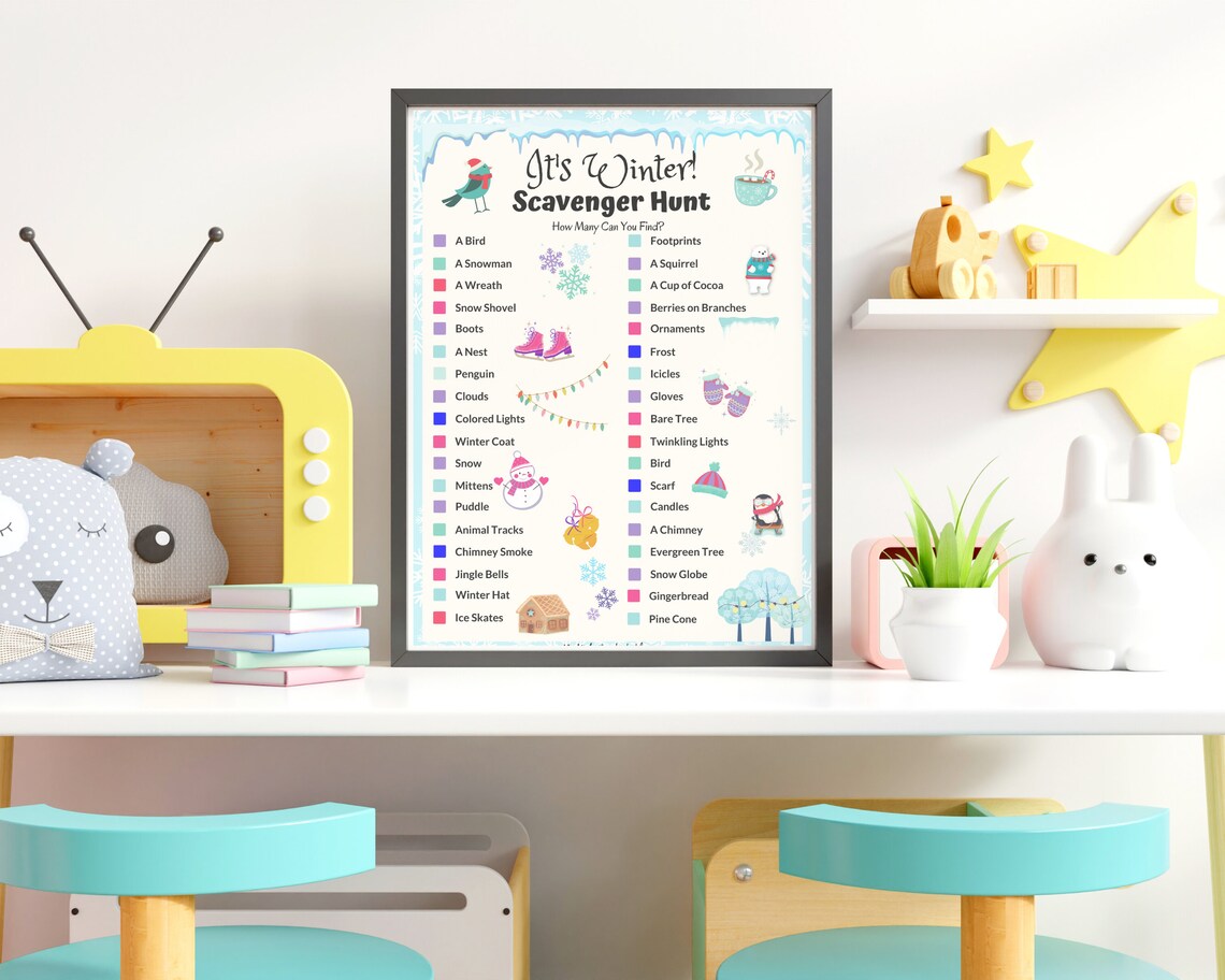 Winter Snowy Day Printable Scavenger Hunt I Spy Style Party Game Fun ...