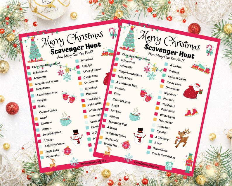 Merry Christmas Scavenger Hunt Fun Best Kids Activity Instant Digital ...