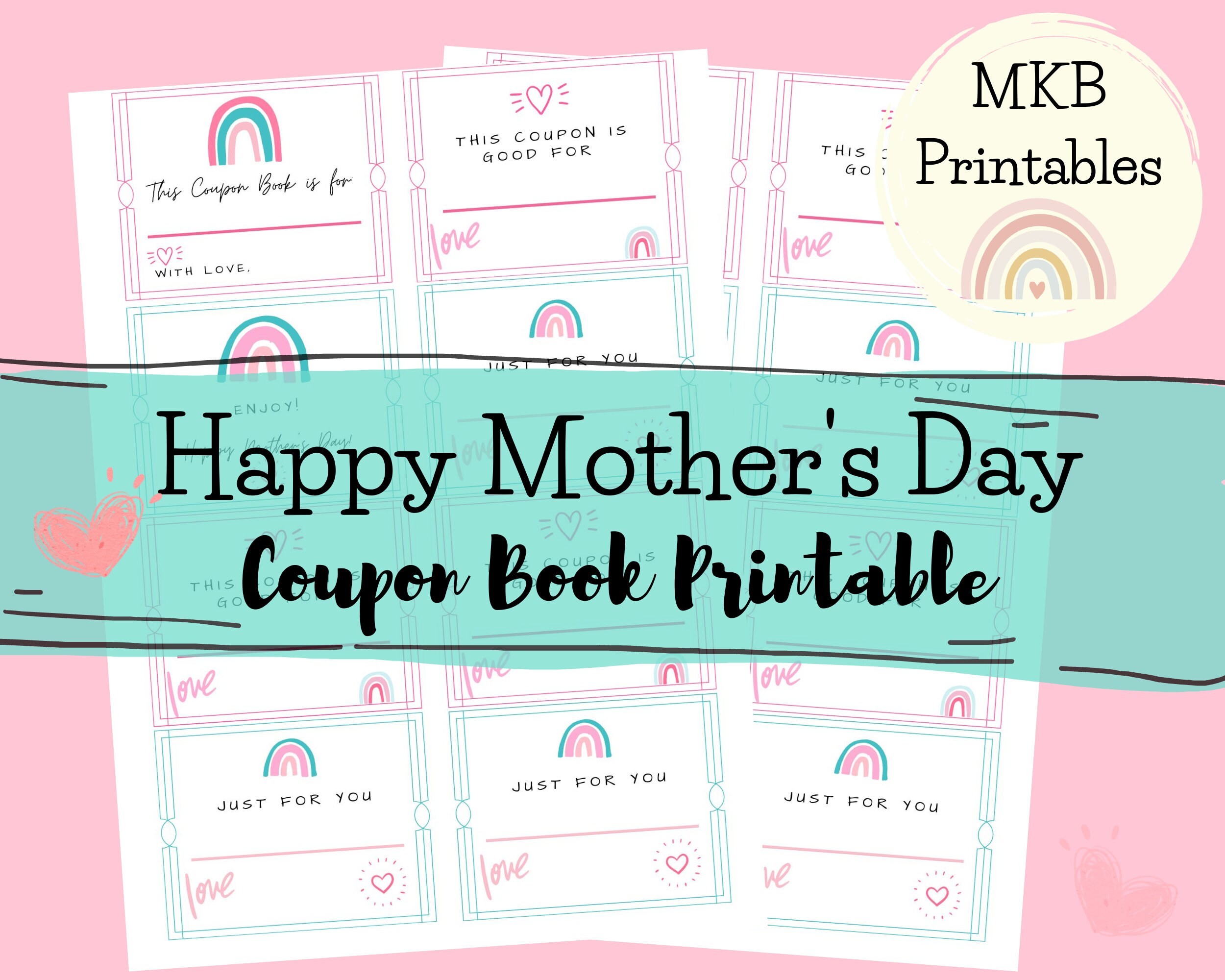 Mother's Day Birthday Coupon Printable Book Gift Certificate for Her ...