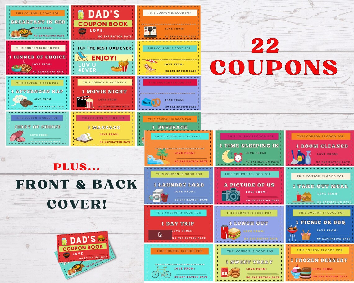 Printable Father's Day Coupon / Instant Digital Download / Coupons for ...