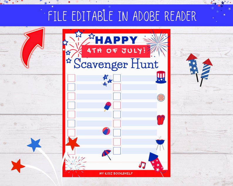 EDITABLE 4th of July Scavenger Hunt Bundle | Instant Digital Download ...