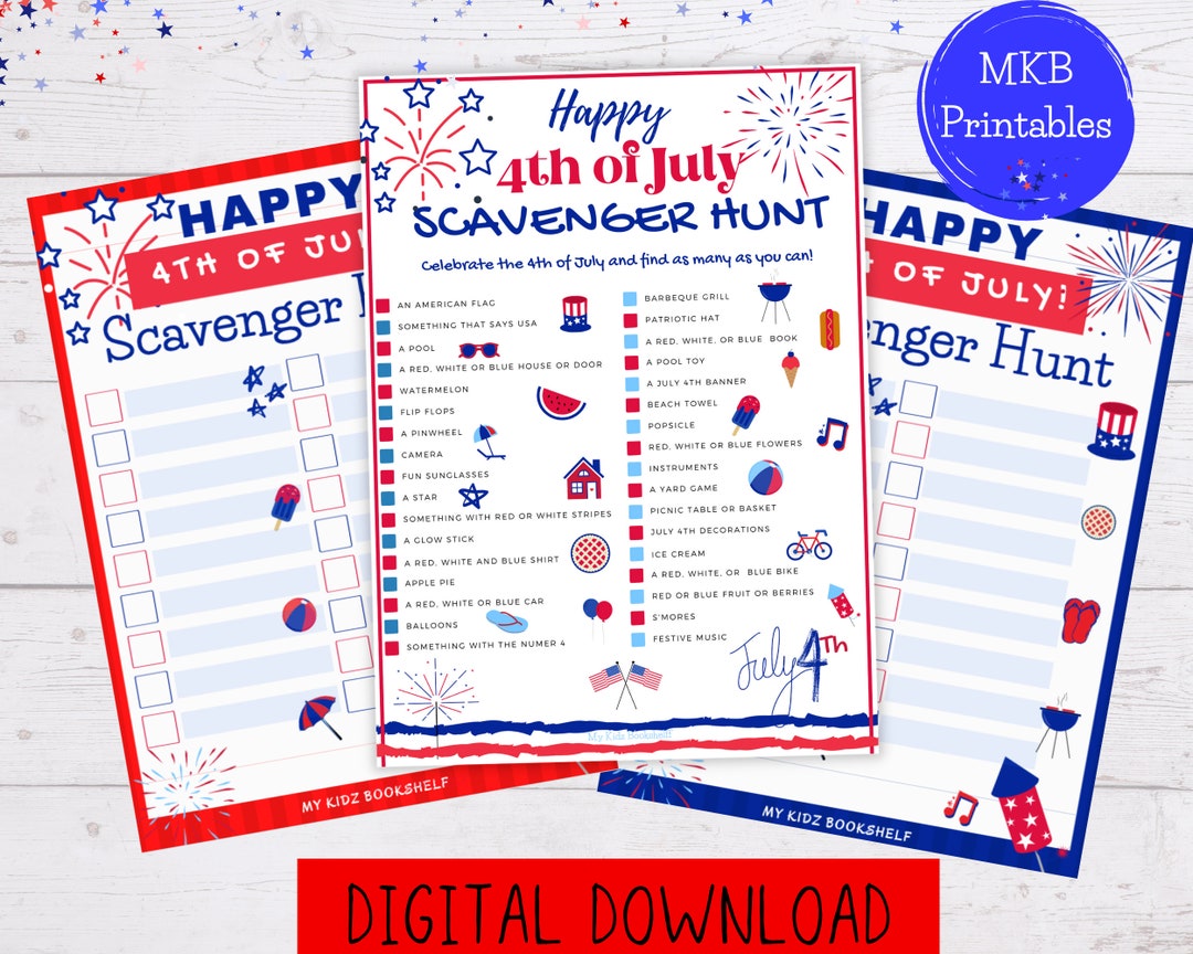 EDITABLE 4th of July Scavenger Hunt Bundle | Instant Digital Download ...