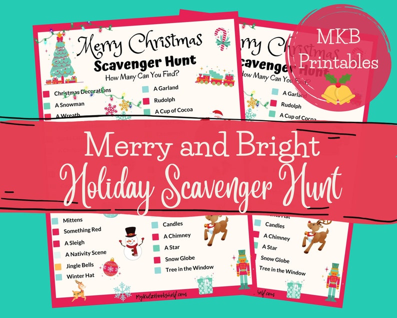 Merry Christmas Scavenger Hunt Fun Best Kids Activity Instant Digital ...