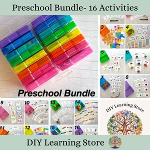 Preschool Activity Bundle- 16 Task Box Learning Activities and Carrying ...
