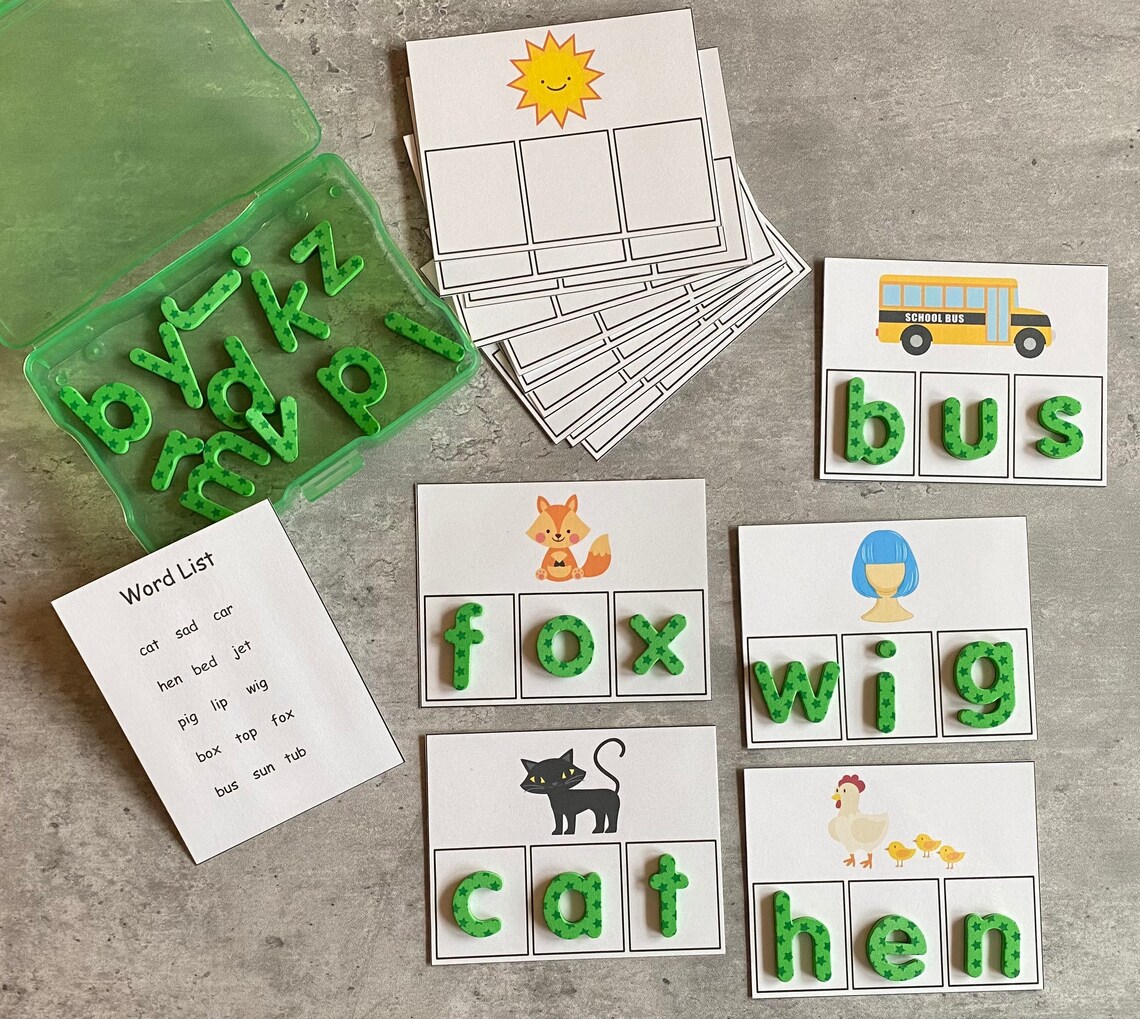 Spelling Practice-3 Letter Words-task Box | Etsy