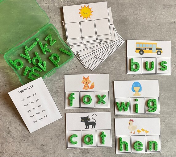 Spelling Practice-3 Letter Words-task Box | Etsy
