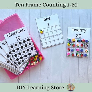 Ten Frame Counting 1-20 Task Box Activity Set-montessori Learning Toy ...