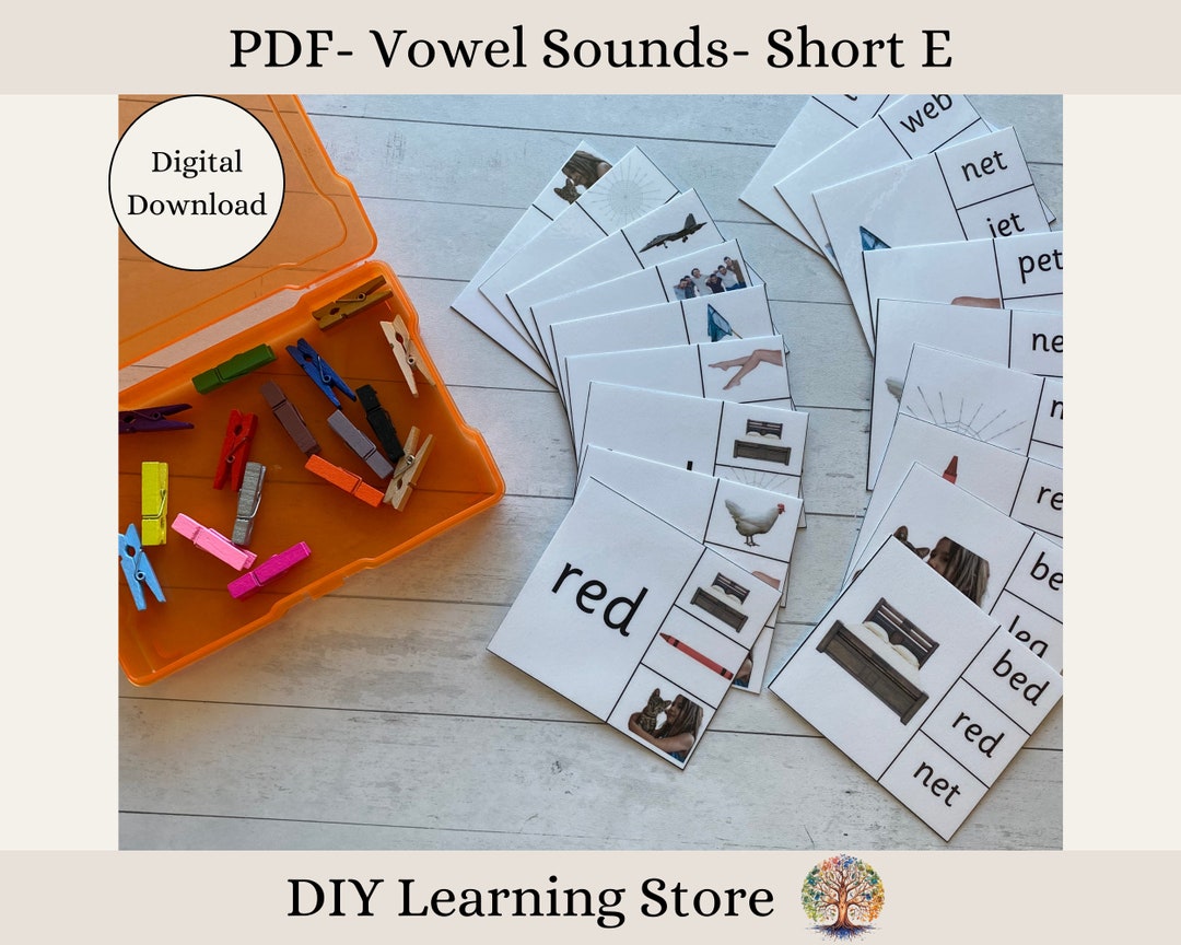 Short E Vowel Sounds- Phonics Activity Set- Montessori Inspired ...