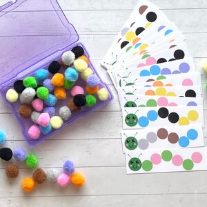 Pom Patterns Task Box Activity- Montessori Learning Toys- Special Needs ...