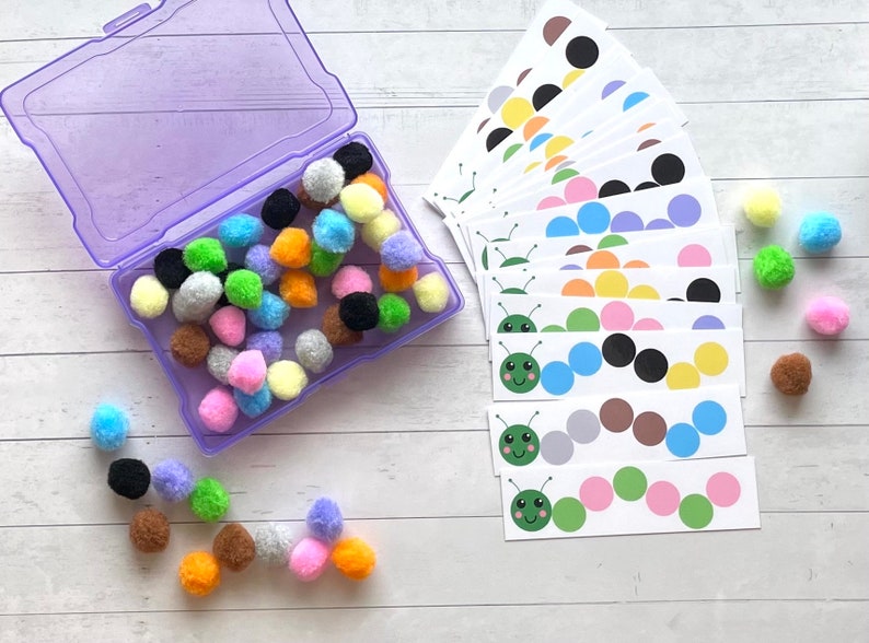 Pom Patterns Task Box Activity- Montessori Learning Toys- Special Needs ...