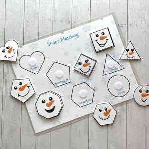 Shape Matching Snowman Faces- Winter Activity Page- Toddler, Preschool ...