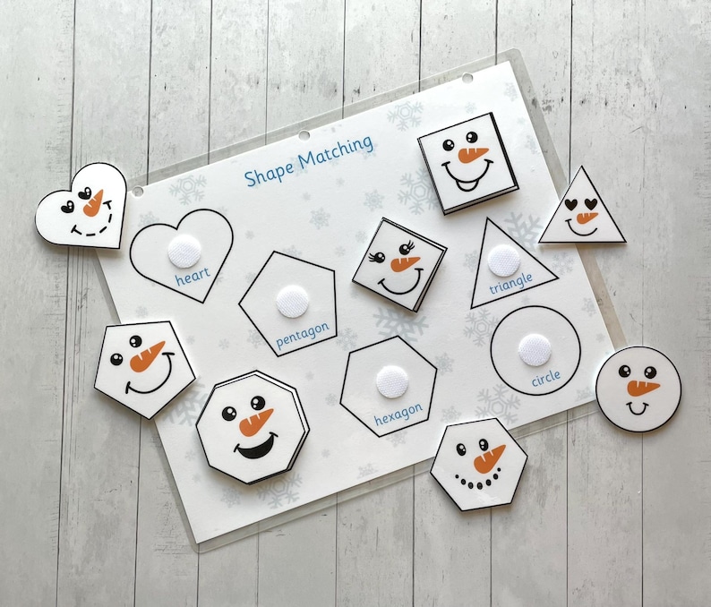 Shape Matching Snowman Faces- Winter Activity Page- Toddler, Preschool ...