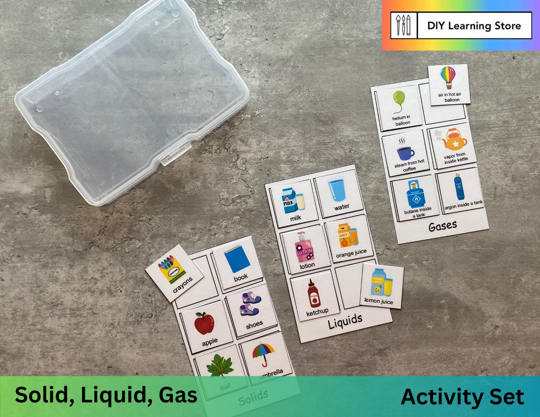 States of Matter-solid Liquid Gas Sorting Activity Set - Etsy