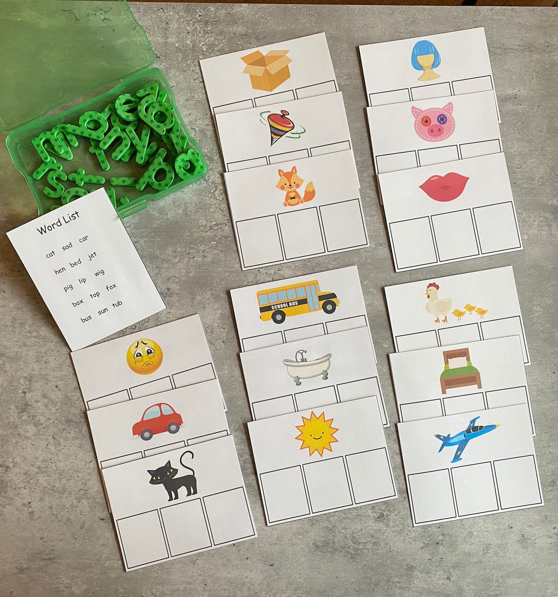 Spelling Practice-3 Letter Words-task Box | Etsy