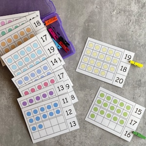 Teens Number Matching Ten Frames Clip Cards- Task Box Activity Set- for ...