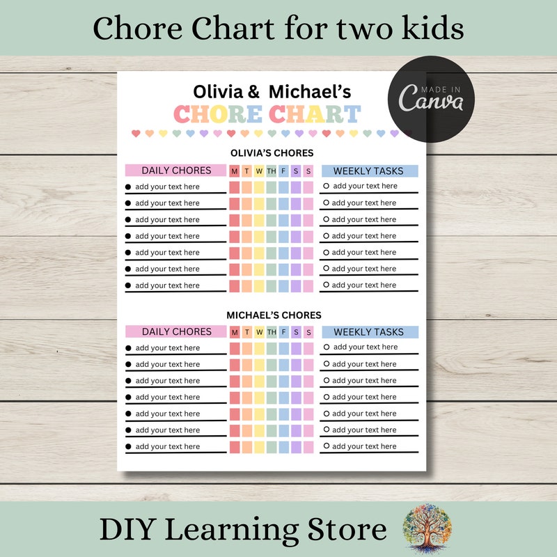 Behavior Chart for 2 Kids - Etsy