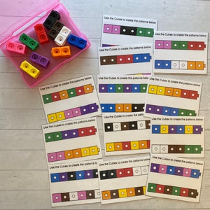 Colored Cube Patterns Task Box Activity Set- Montessori Learning Toy ...