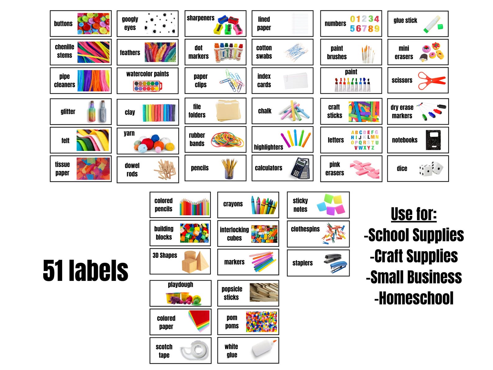 School Supplies Bin Labels- Real Pictures-classroom Labels- Toy Storage ...
