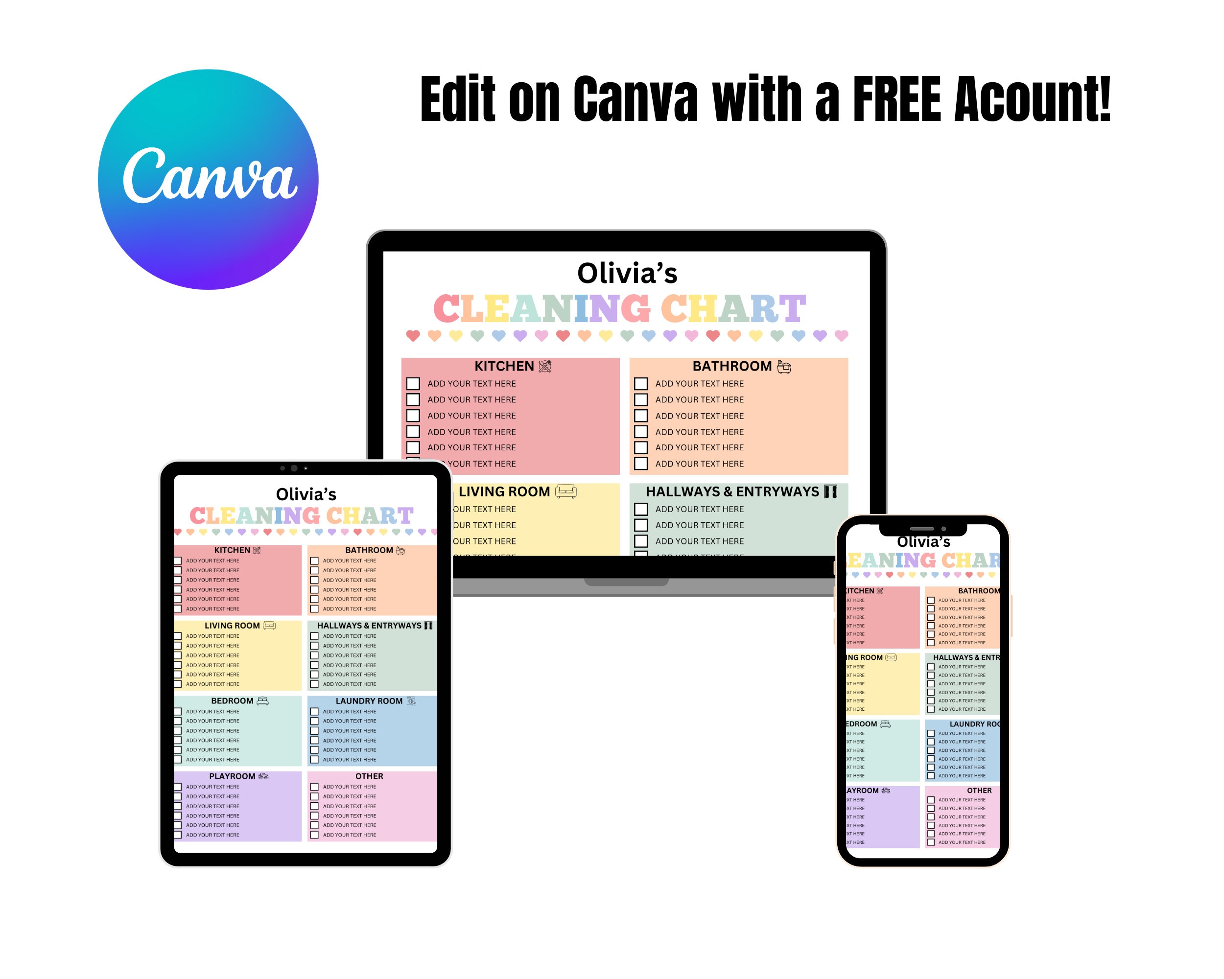 Editable Cleaning Chart | Kids Cleaning Schedule | Behavior Tracker ...