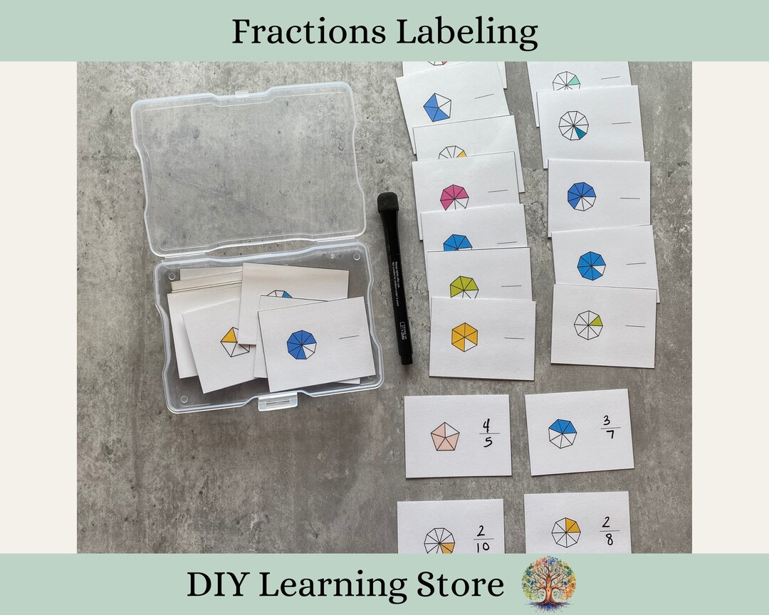 Fractions Labeling Task Box Activity Set- Montessori Learning Toy for ...