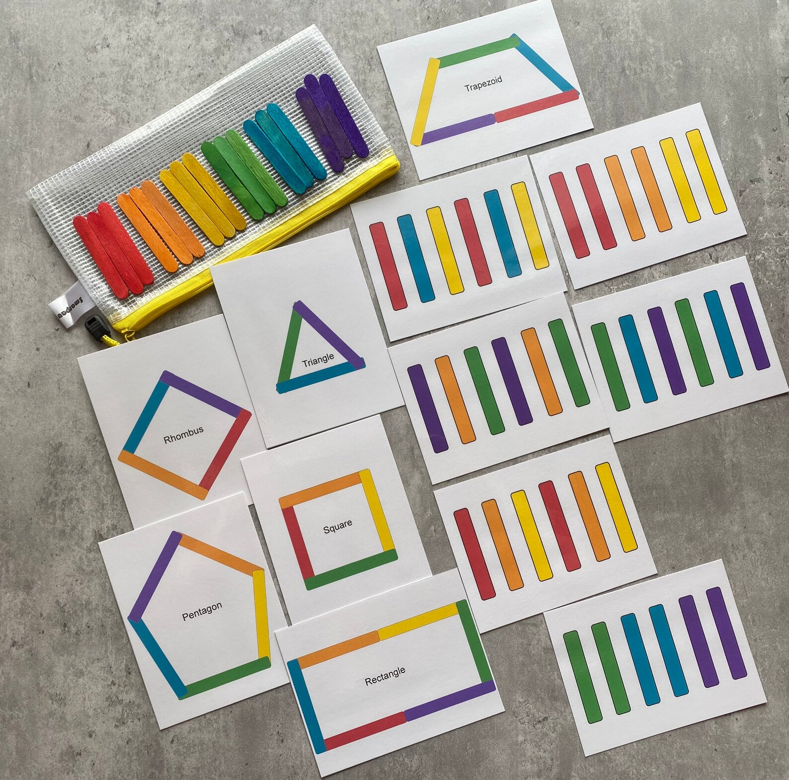 Shapes and Patterns With Craft Sticks Activity Set for - Etsy