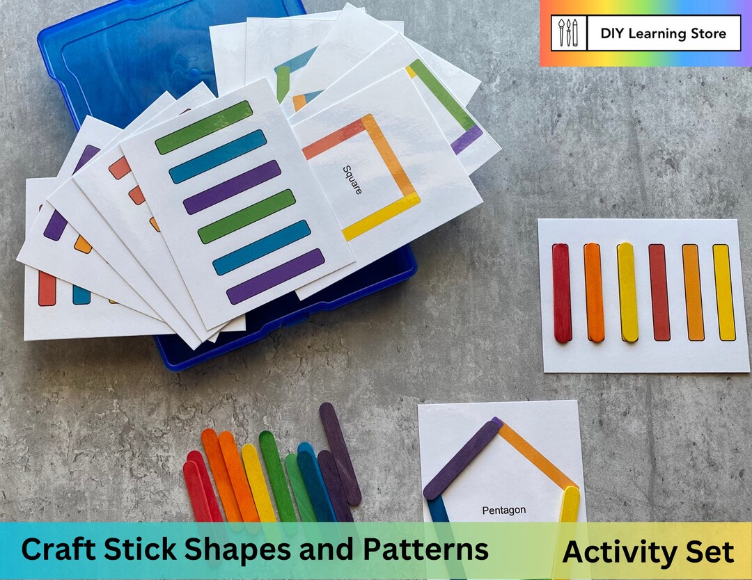 Shapes and Patterns With Craft Sticks Activity Set for - Etsy