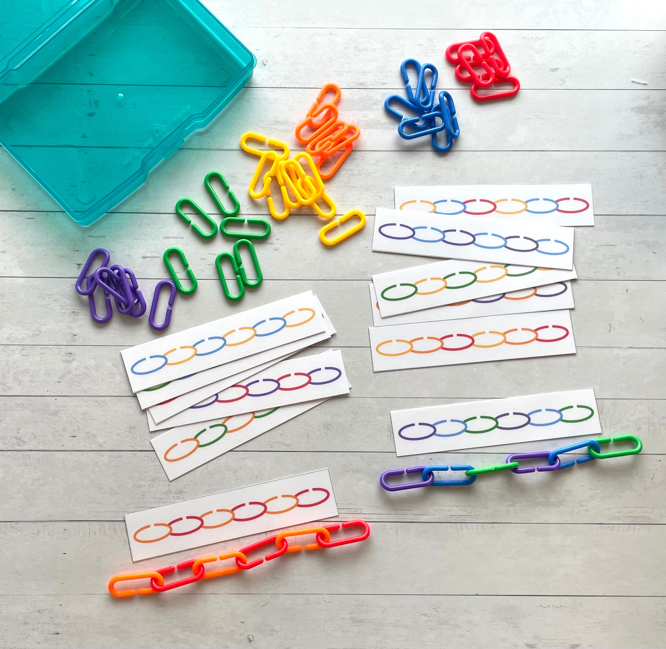 Colored Links Task Box Cards – Montessori Pattern Printable (PDF) - Etsy