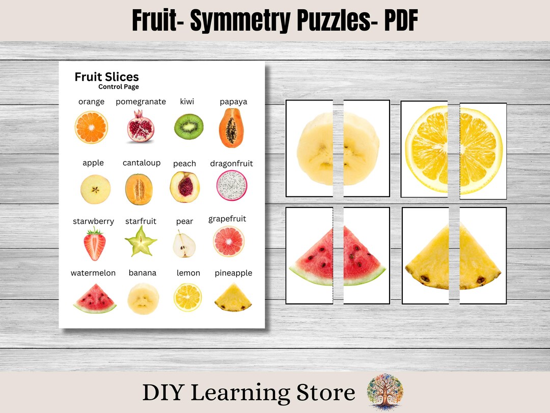 Fruit Symmetry Puzzles- Matching Cards, Toddler Preschool Activity ...