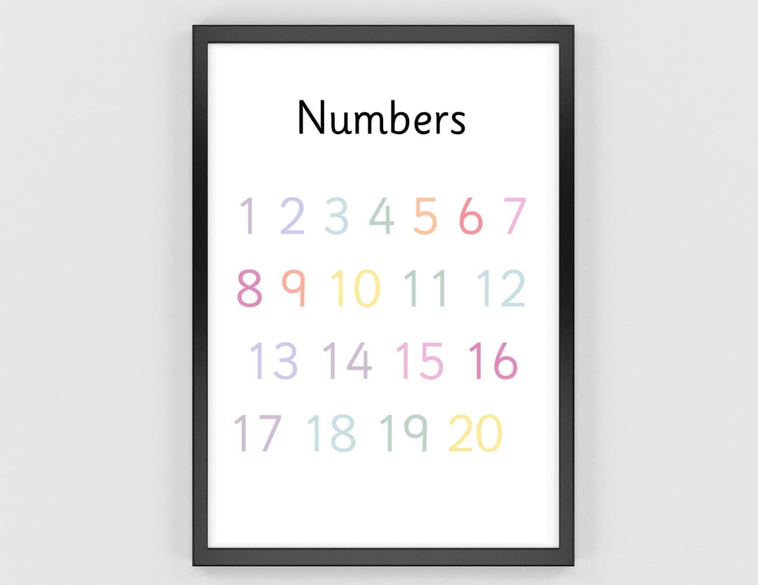 Numbers 1-20- Wall Art- Teaching Printable- Counting Poster- Homeschool ...