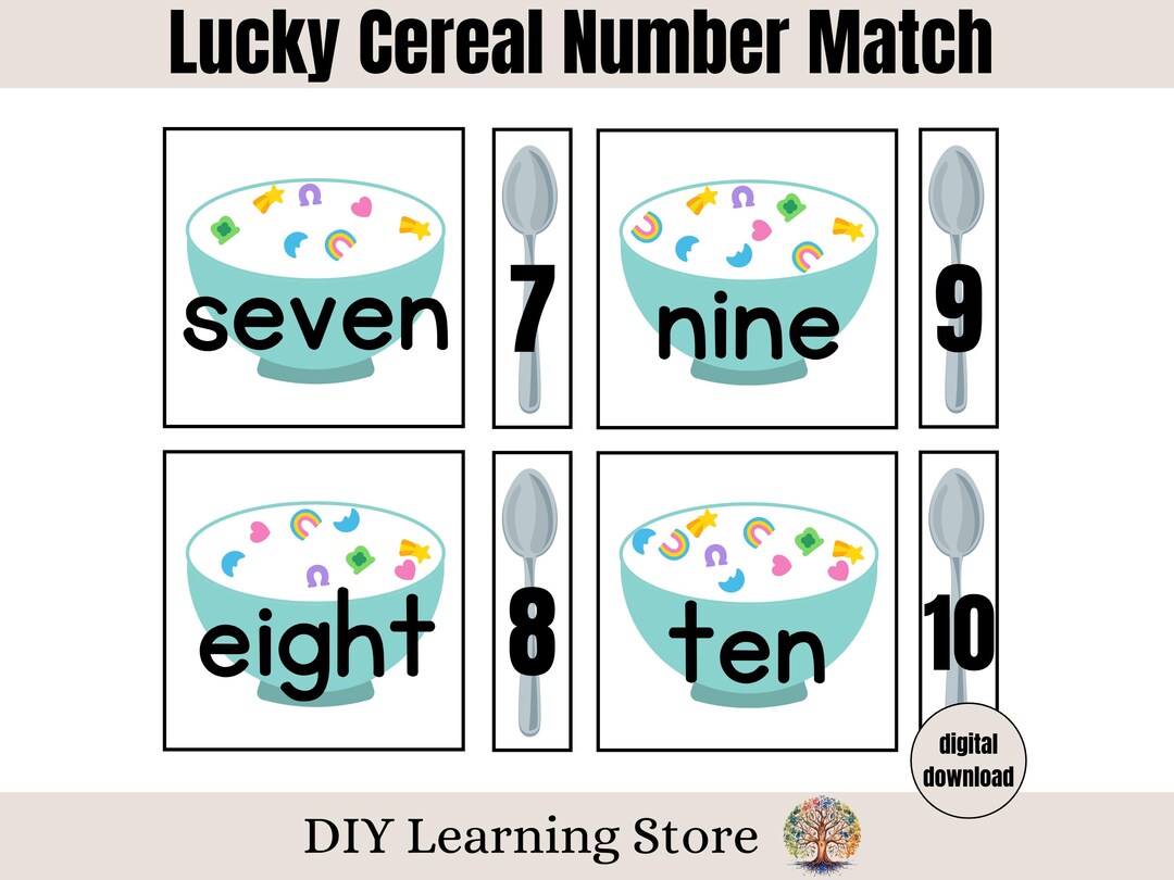 Lucky Cereal Number Match Activity- St Patricks Day- Spring Activities ...