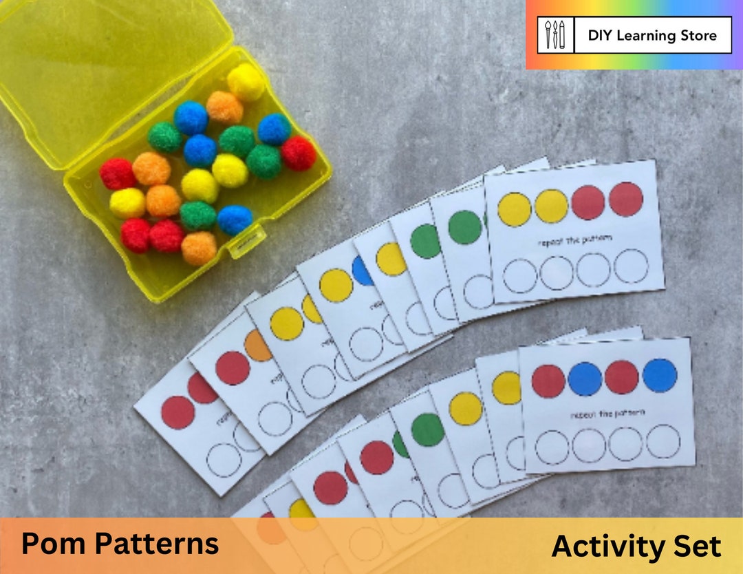 Pom Patterns Task Box Activity Set Montessori Learning Toy - Etsy