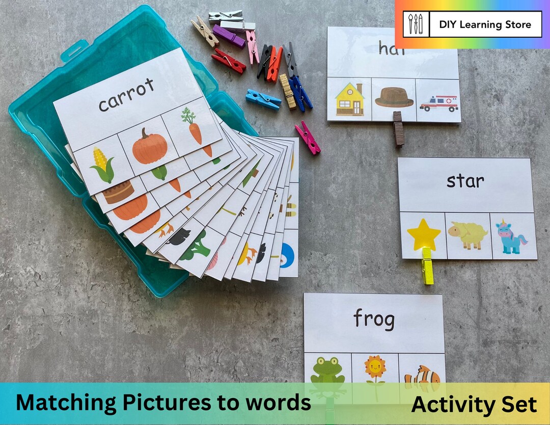 Matching Pictures to Words Task Box Activity Set Montessori - Etsy