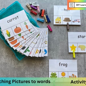 Matching Pictures to Words Task Box Activity Set- Montessori Learning ...